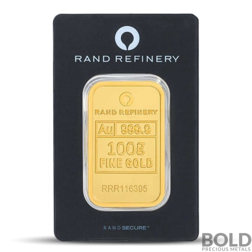 100 Gram Rand Refinery Gold Bar