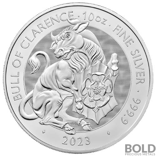 2023 10 oz British Tudor's Beasts Bull of Clarence Silver Coin