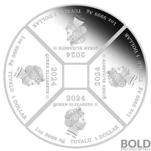2024 Tuvalu Dragon Quadrant Silver Proof Coin (4 Coin Set)