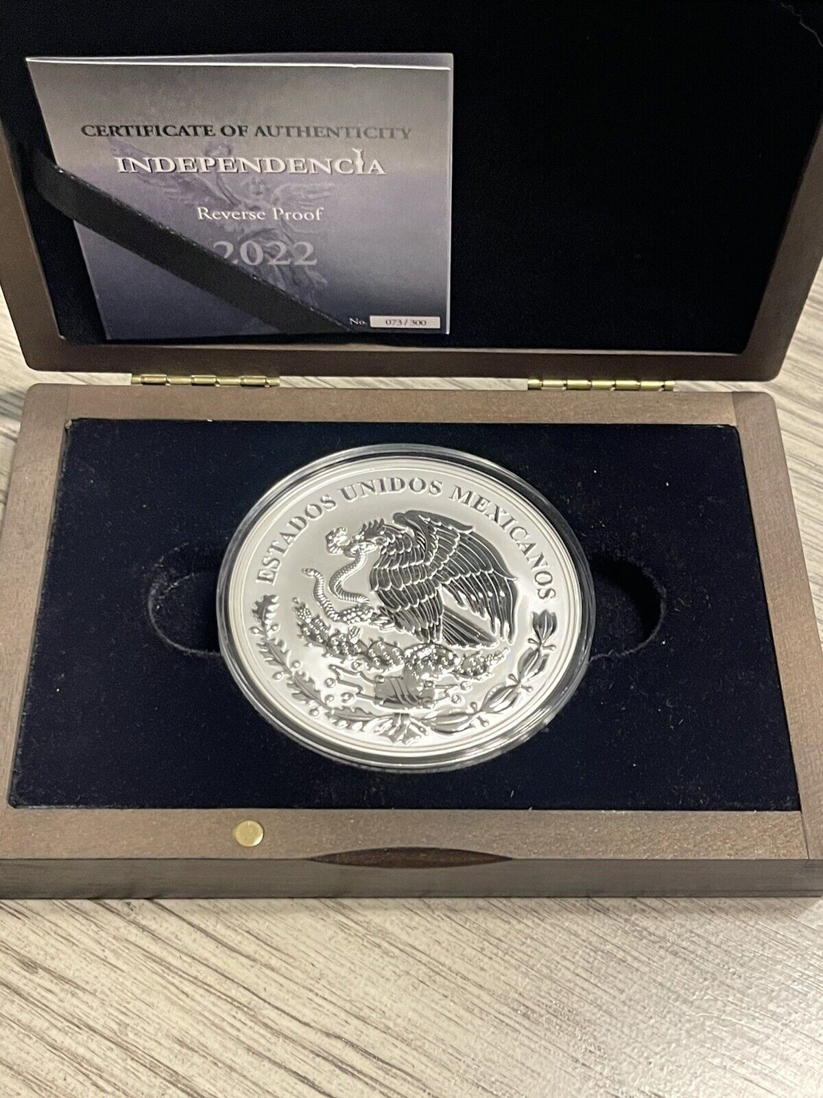 2022 5 oz Mexican Angel Independence Silver Reverse Proof Coin