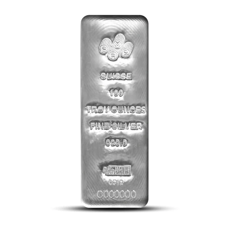 1000 oz Silver - 10 x 100 oz PAMP Suisse Cast Silver Bars
