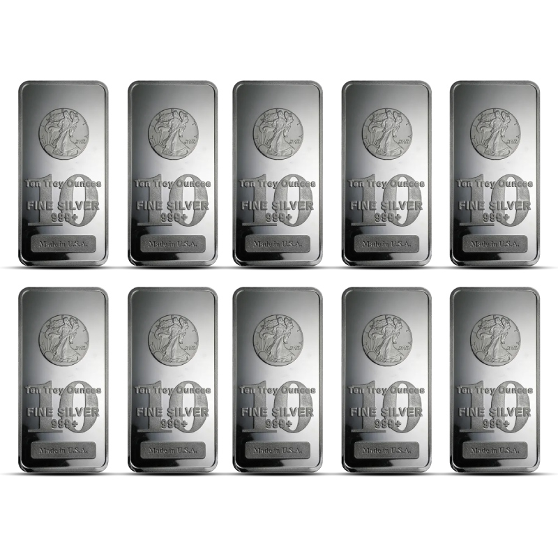 Highland Mint 10 oz Walking Liberty Silver Bar - Lot of 10