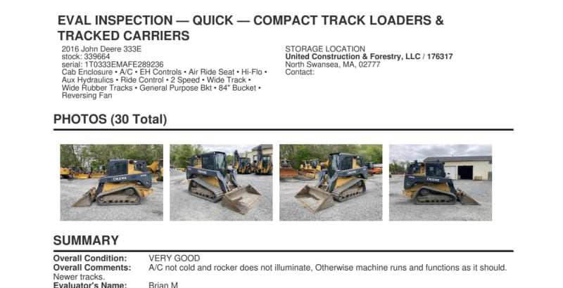 Used 2016 John Deere 333E #A2997053 for sale - Boom & Bucket