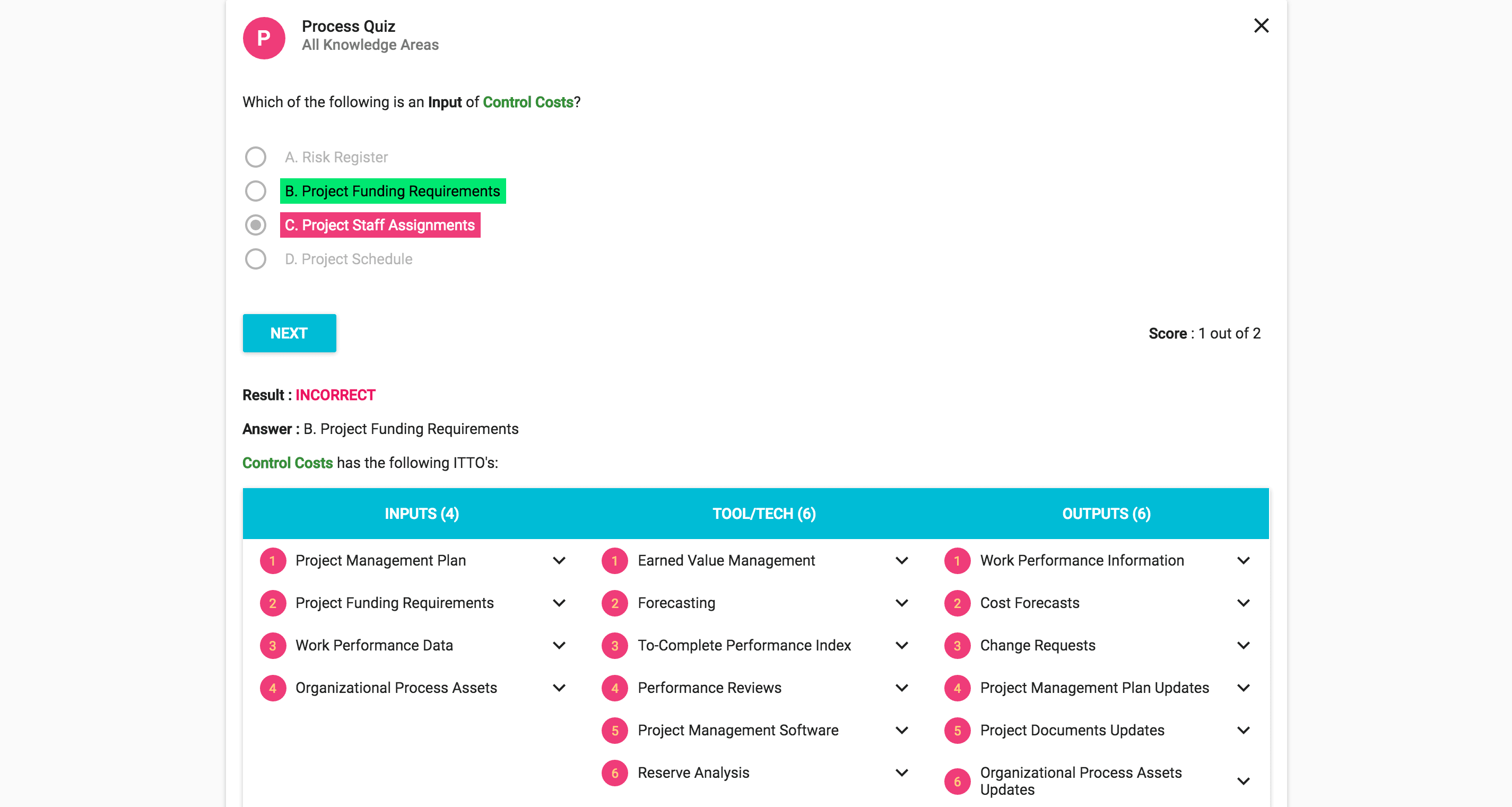PMP ITTO Quiz and CAPM ITTO Quiz based on PMBOK Processes, ITTO and ...
