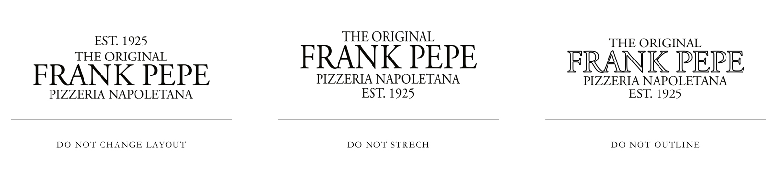 Frank Pepe Pizzeria - brand identity, guideline and assets.