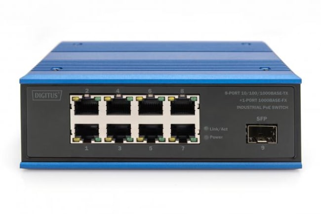 DIGITUS 8 port Gigabit Ethernet network PoE switch, industrial ...