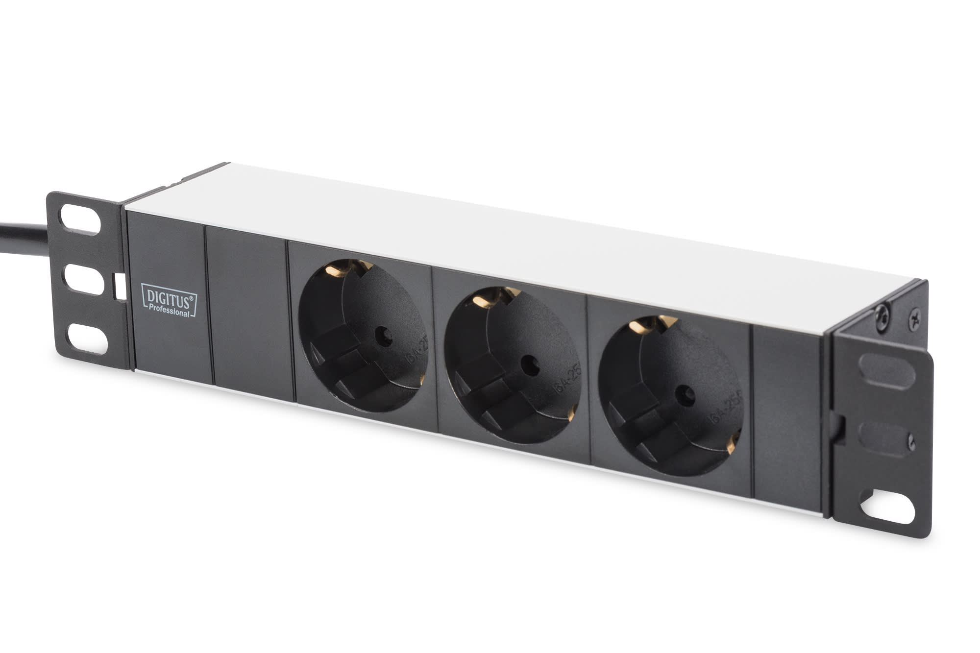 aluminium outlet strip, 3 safety outlets, 2 m supply safety | Bredengen