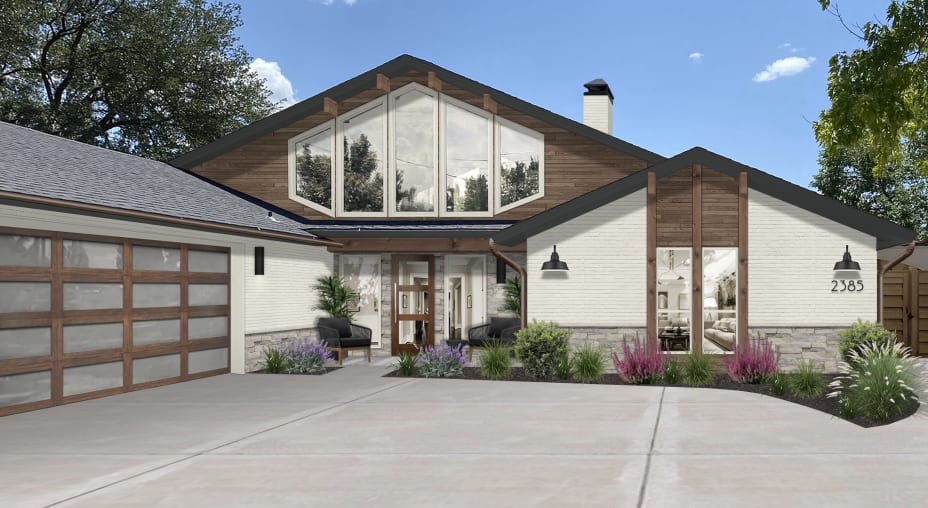 L Shaped House Front Yard