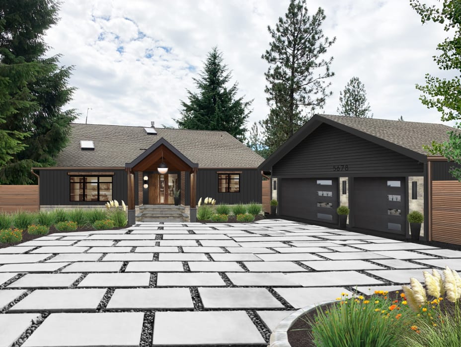 front yard with two driveways