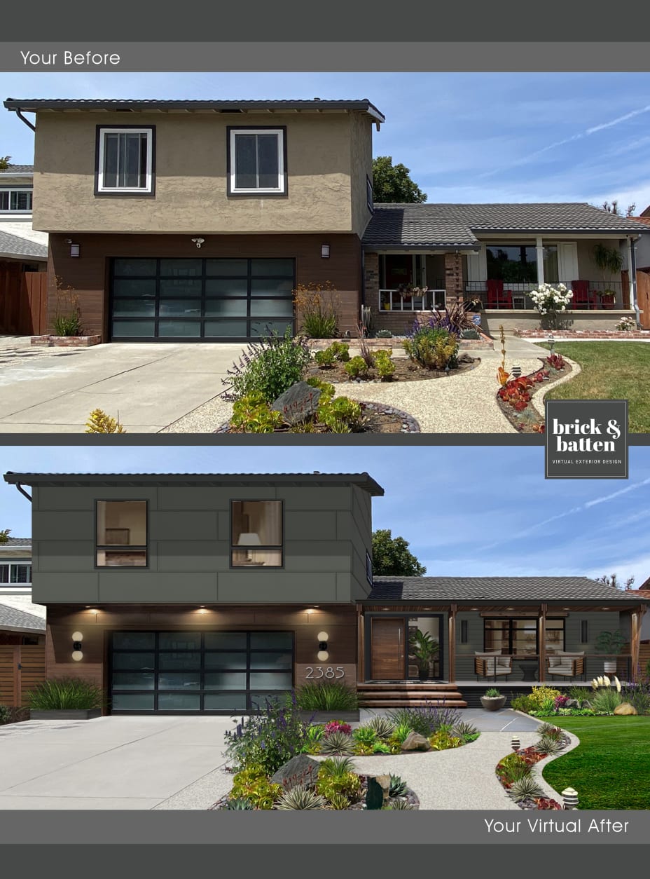 Exterior Split Level Style Front Yard & Exterior Makeover Reveal: