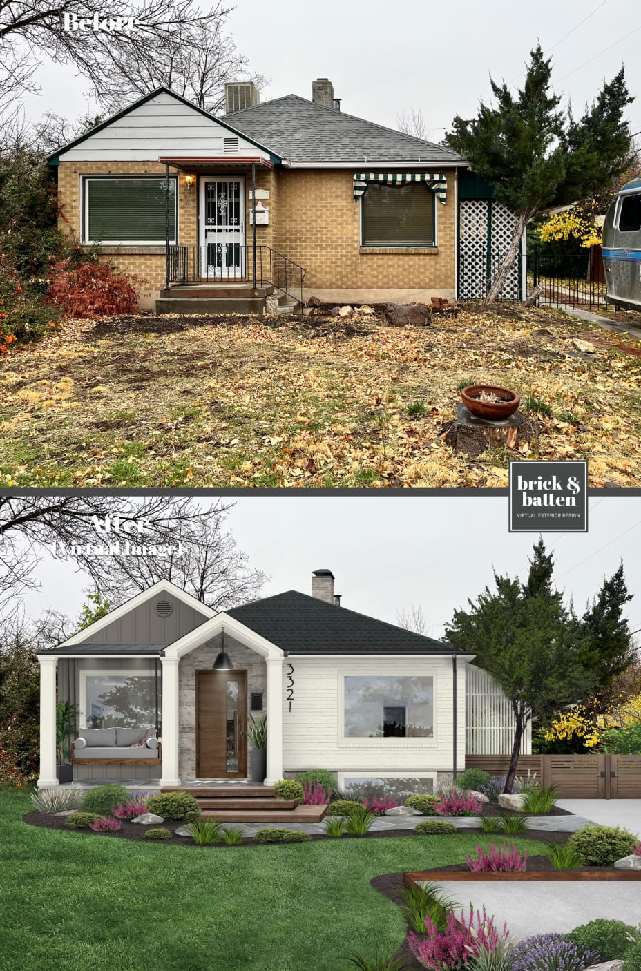 before and after rendering