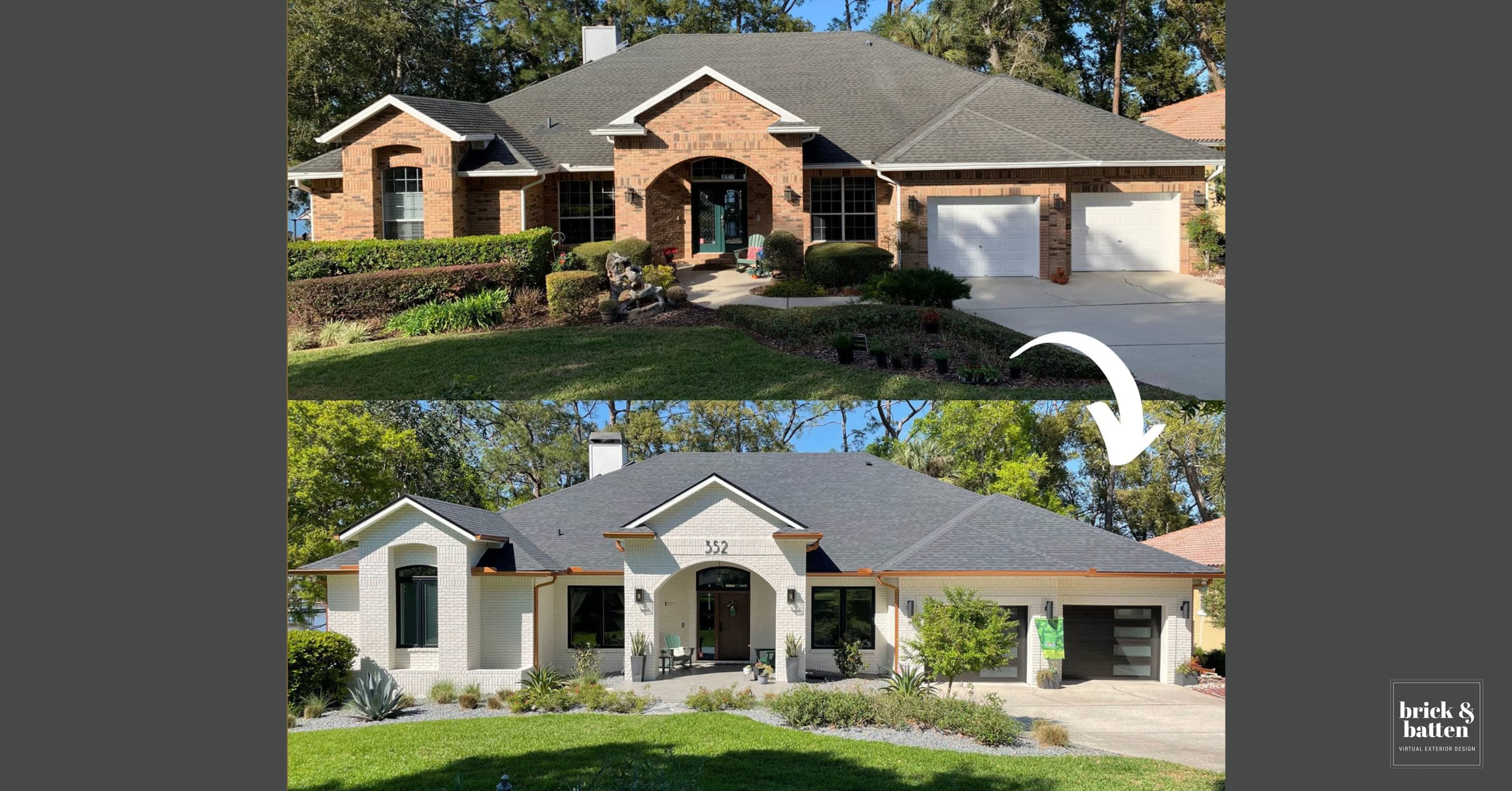 Off-White Paint for a Brick Home in Florida - brick&batten