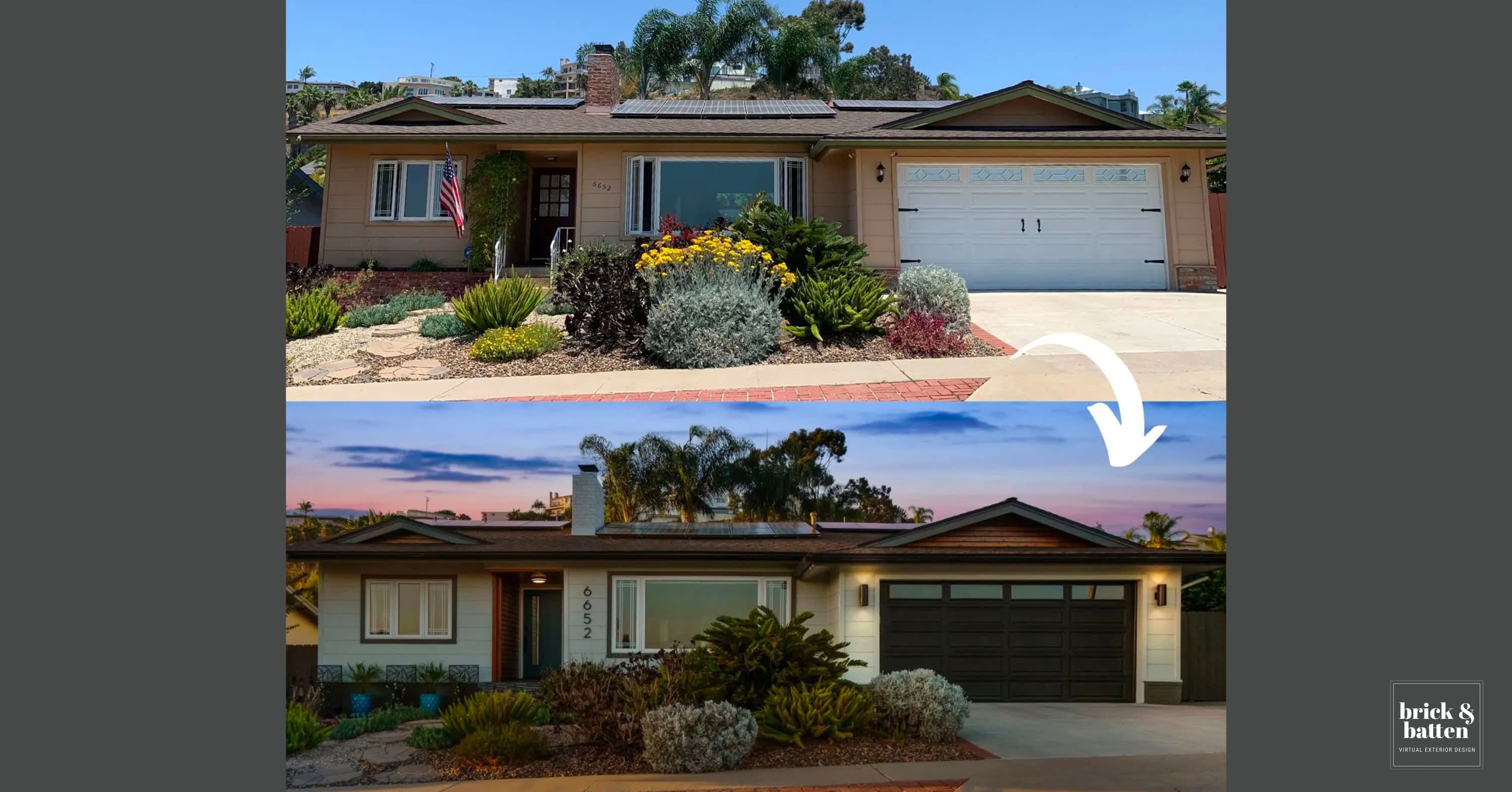 Modern Black and White Ranch House Update - brick&batten