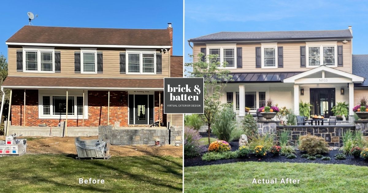 Front Door Portico Transforms New Jersey Home - brick&batten
