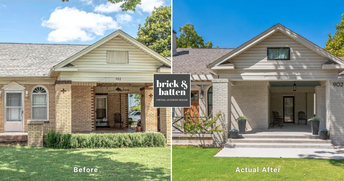 Greige Paint Transforms Brick Home - brick&batten