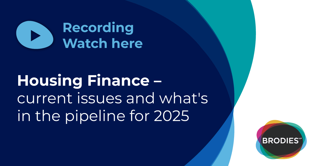 Brodies LLP partner, Chris Dun, discussed current Housing Finance ...