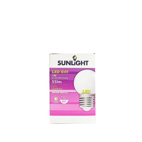 Light Bulb LED Sunlight G45 E27 1W Warmwhite-... | Bolsterup