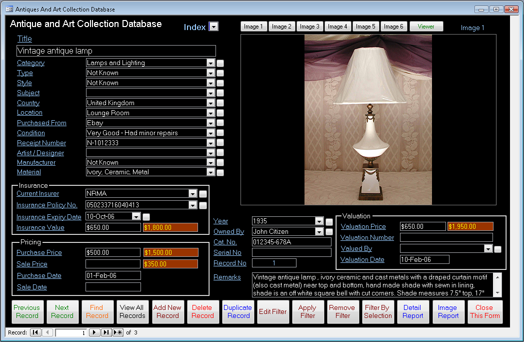 Art Antiques Cataloging Database Software CDROM for Windows | eBay