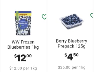 Woolworths Frozen Blueberries 1kg | bunch