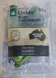 Woolworths Qukes Baby Cucumbers Punnet 250g | bunch