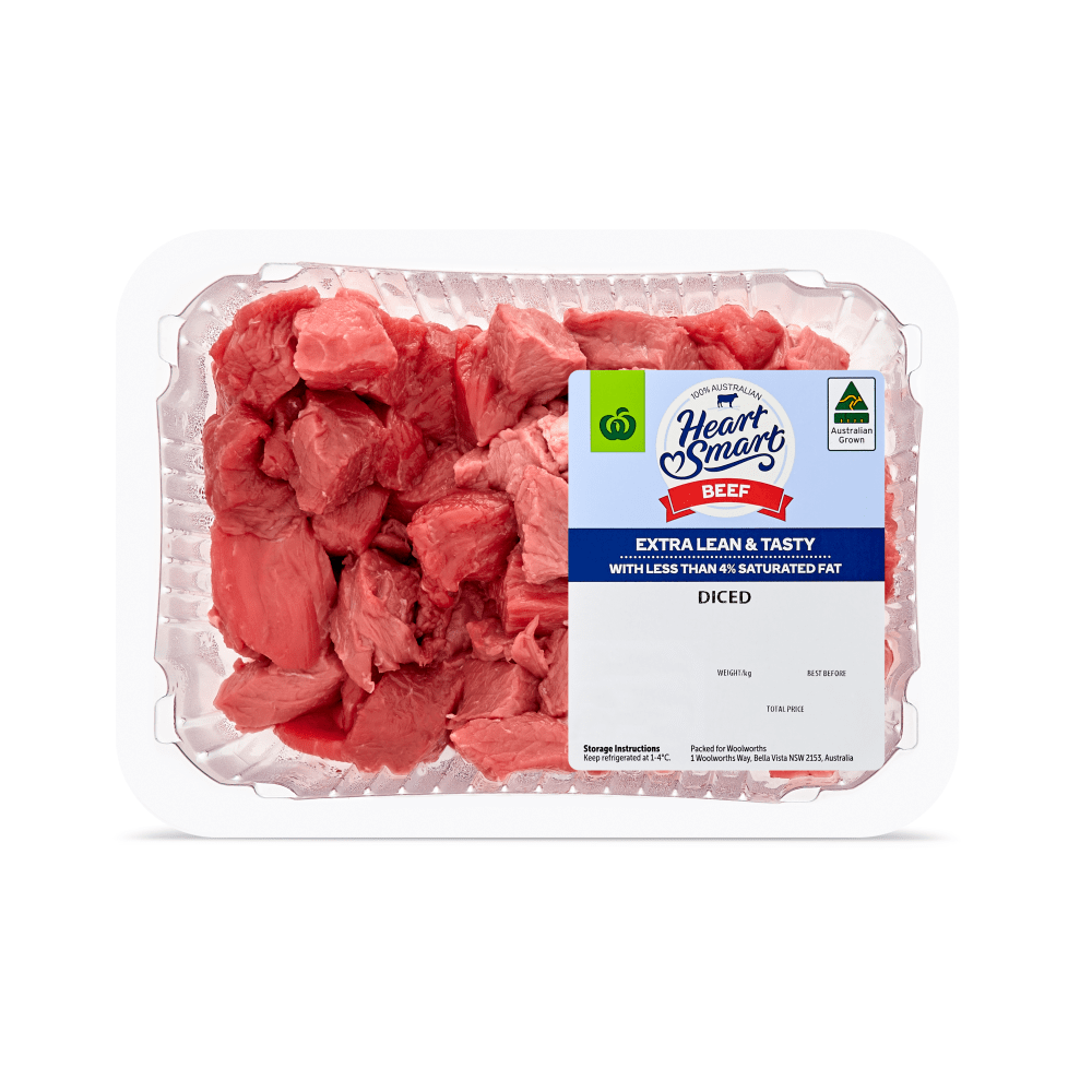 Woolworths Diced Beef Heart Smart 500g | bunch