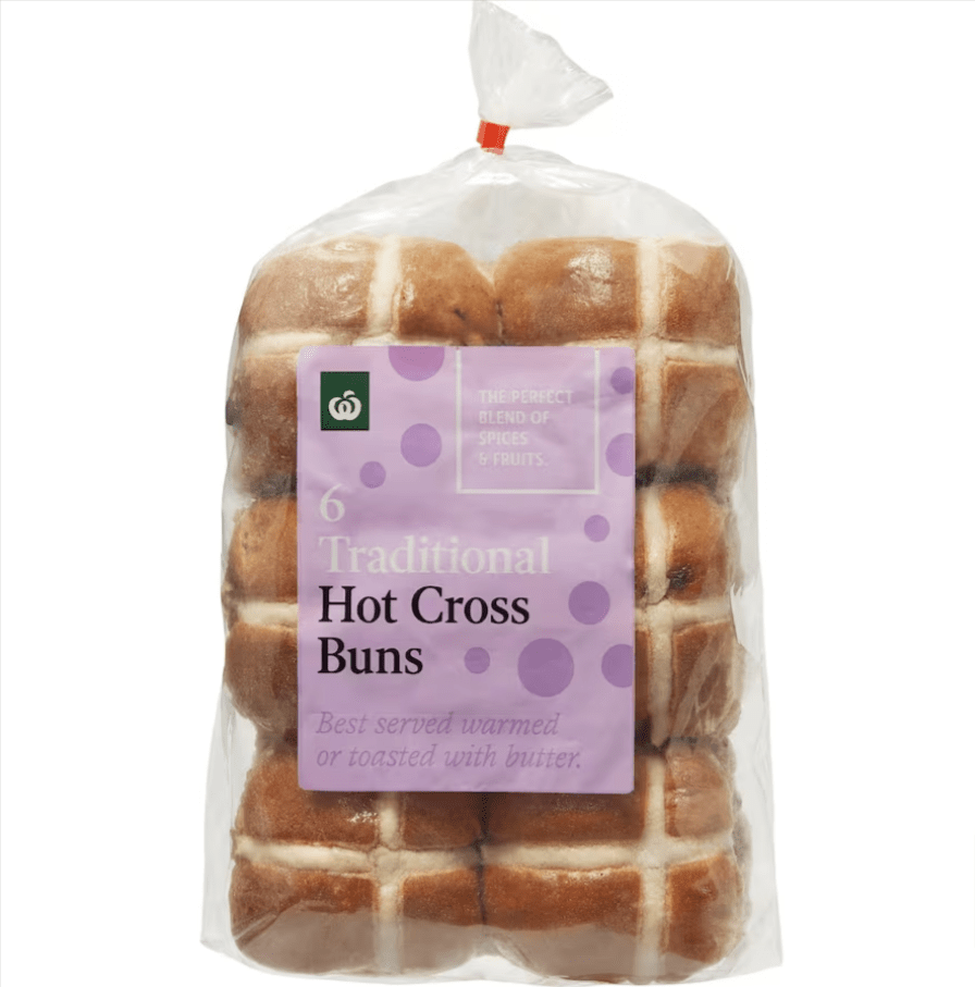 Woolworths Hot X Buns Traditional 6ea | bunch