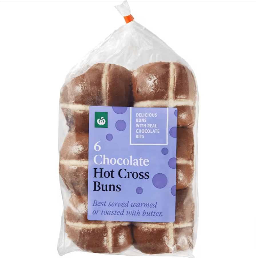 Woolworths Hot Cross Buns Hershey's Chocolate 6pk | bunch