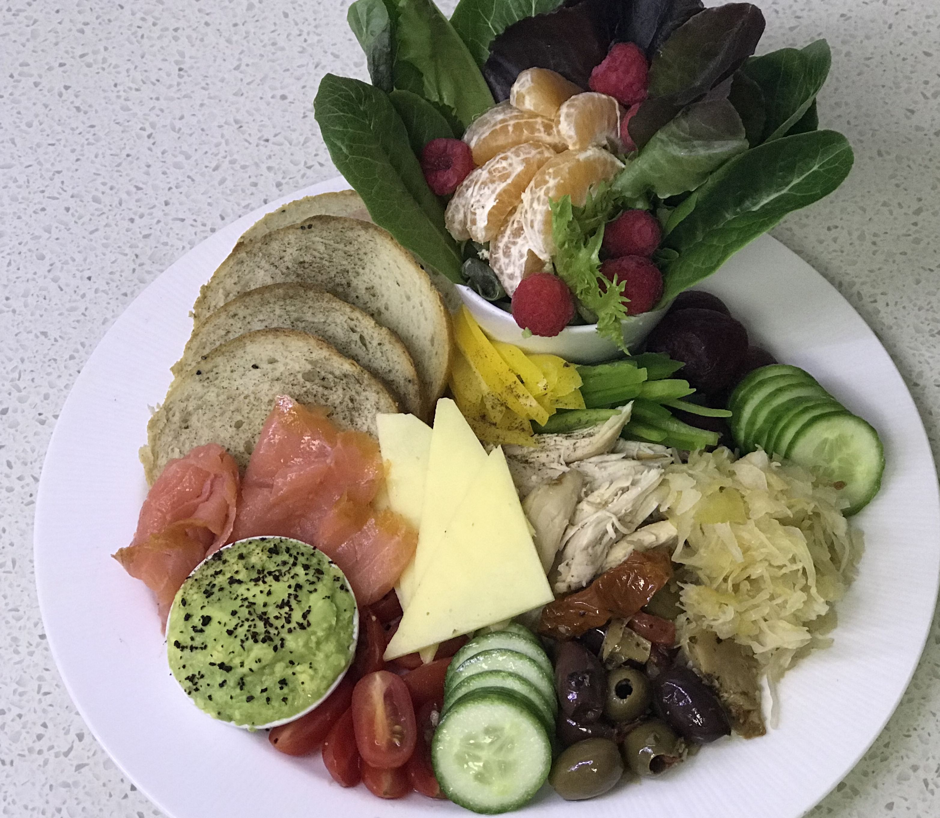 Woolies Chicken and Smoked Salmon Salad plate | bunch