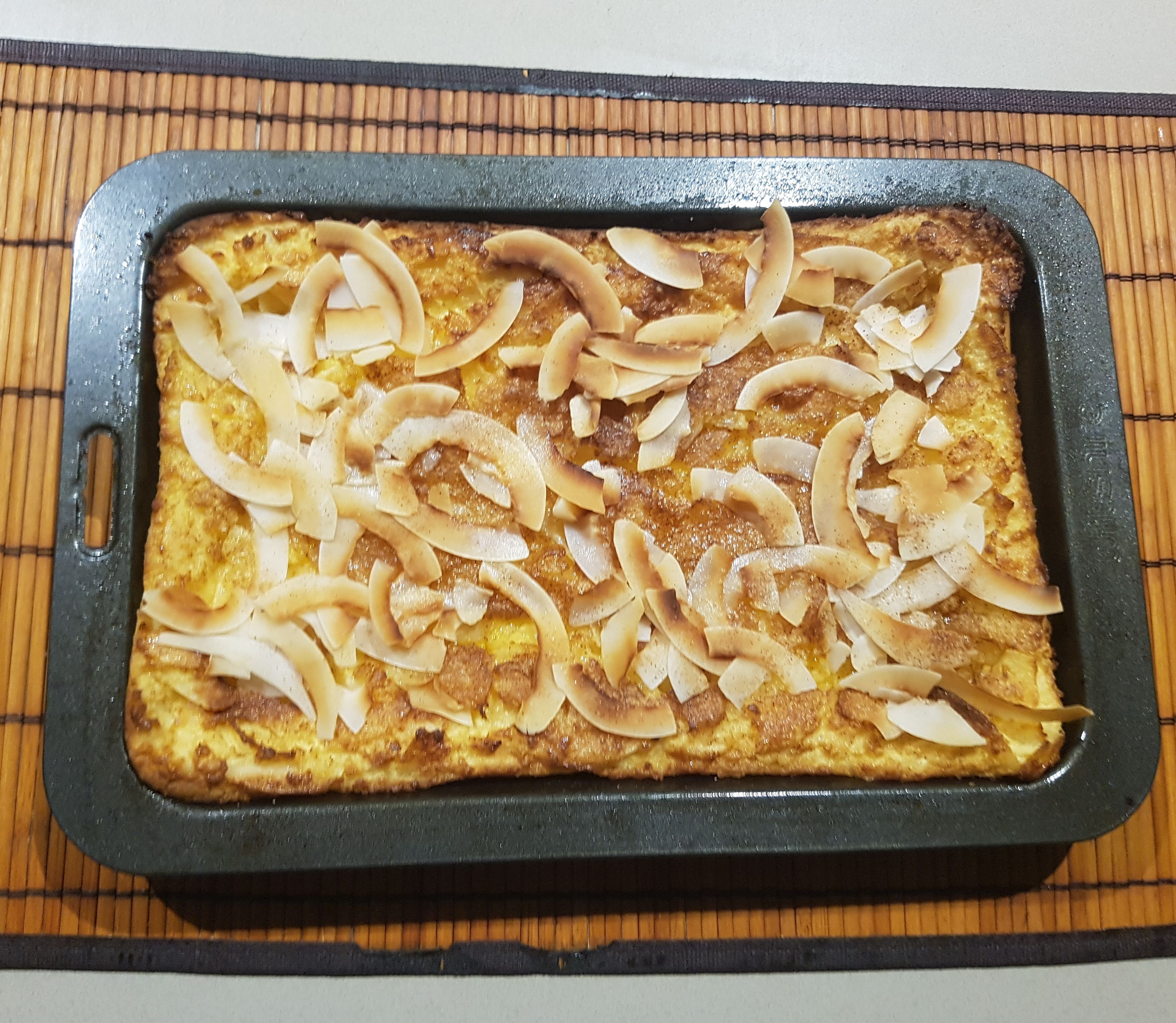 Flaky coconut egg pie | bunch