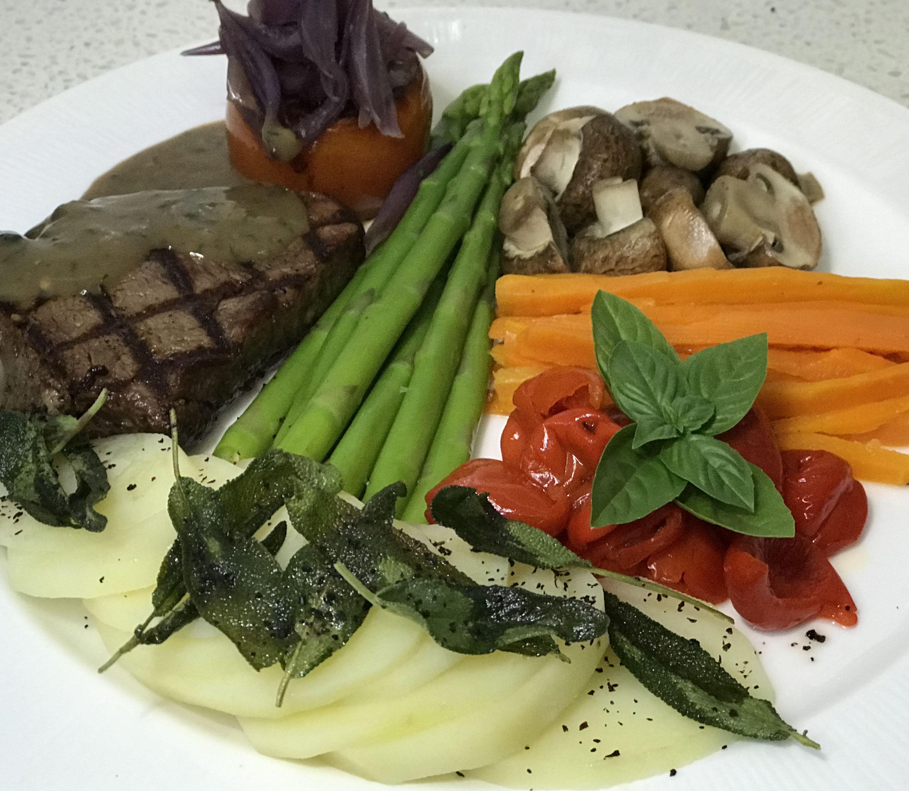 Eye fillet fresh herb sauce | bunch