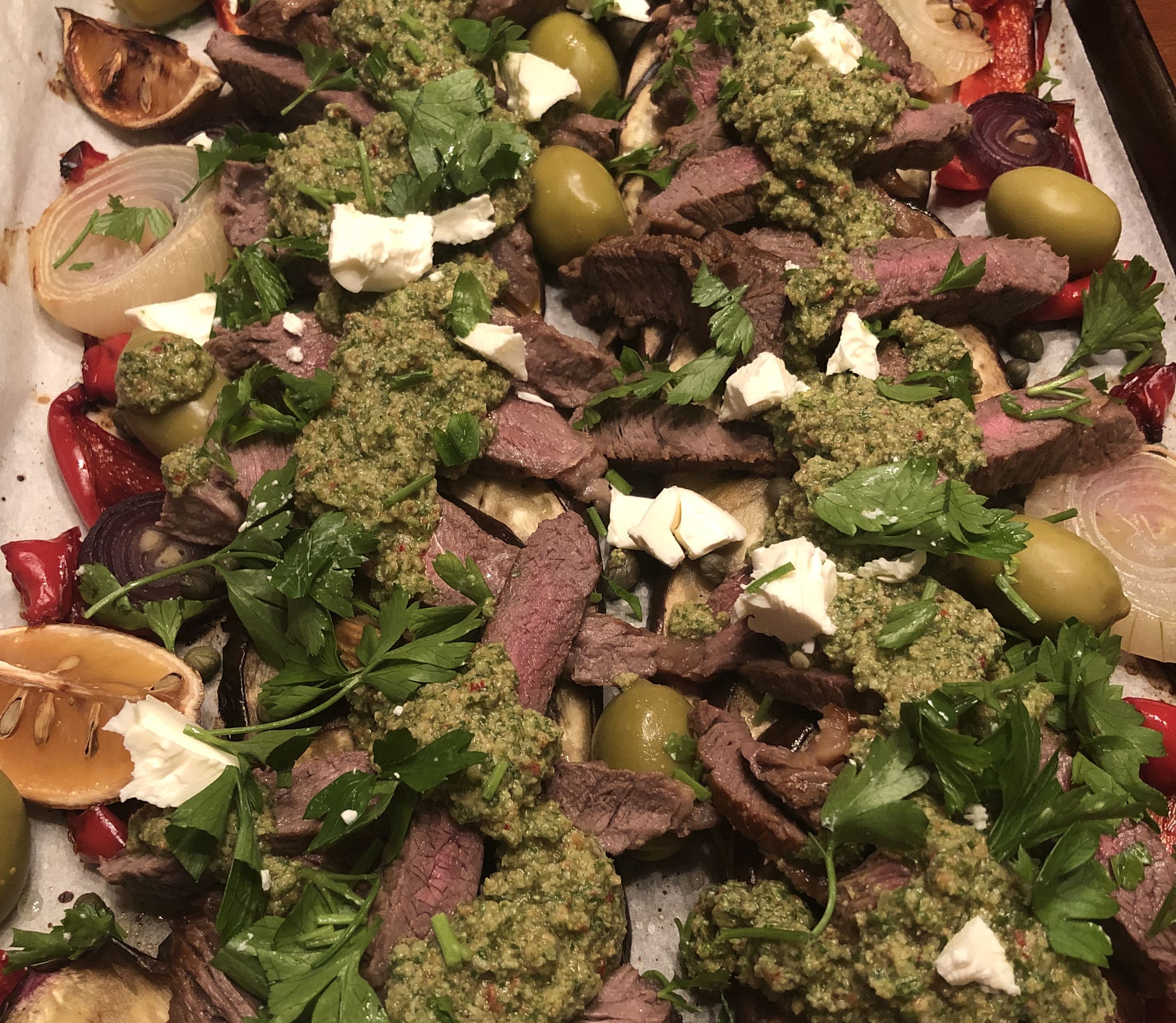 Mediterranean Roast vege & steak tray | bunch