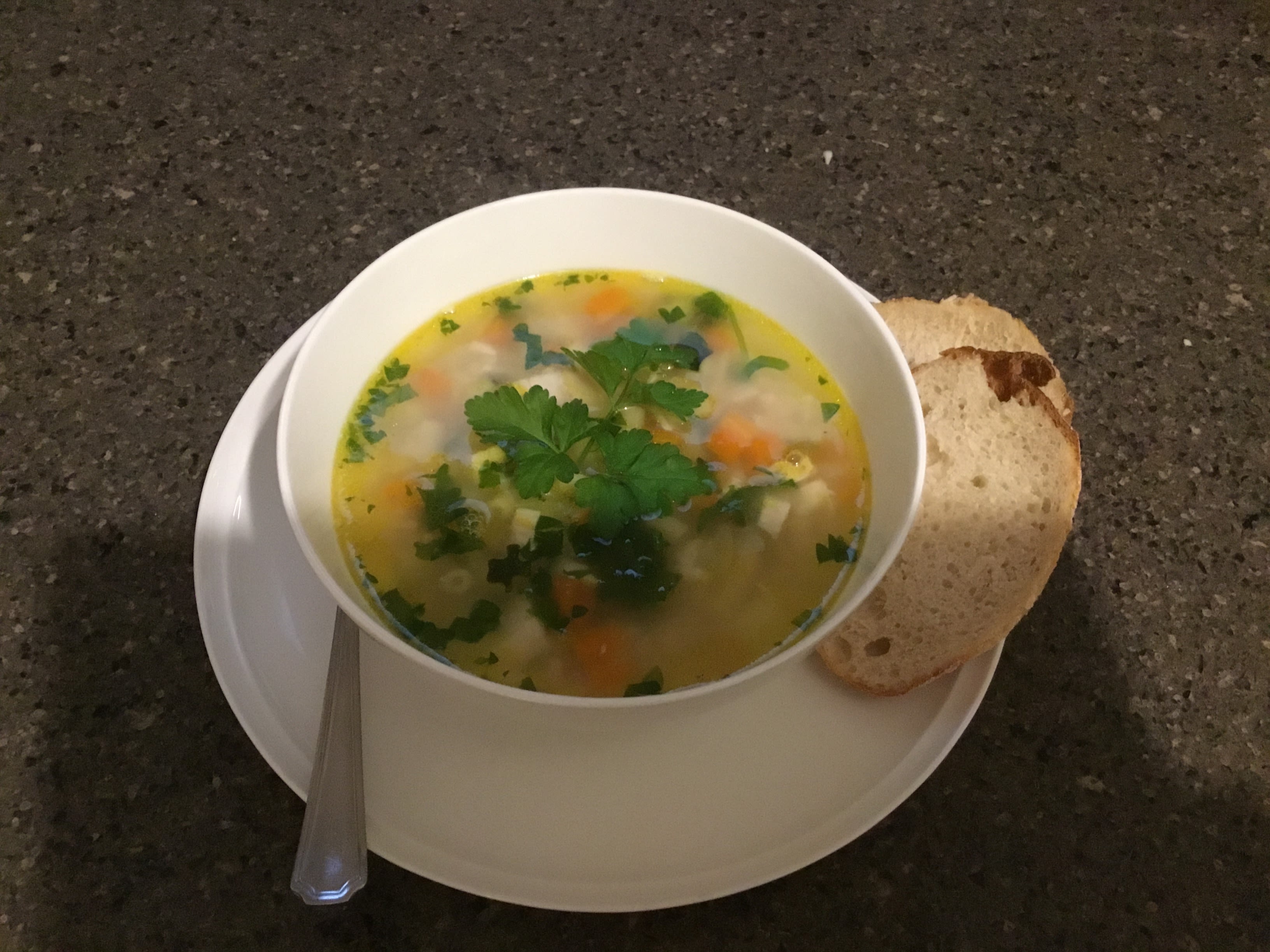 Chicken, vegetable and macaroni soup | bunch