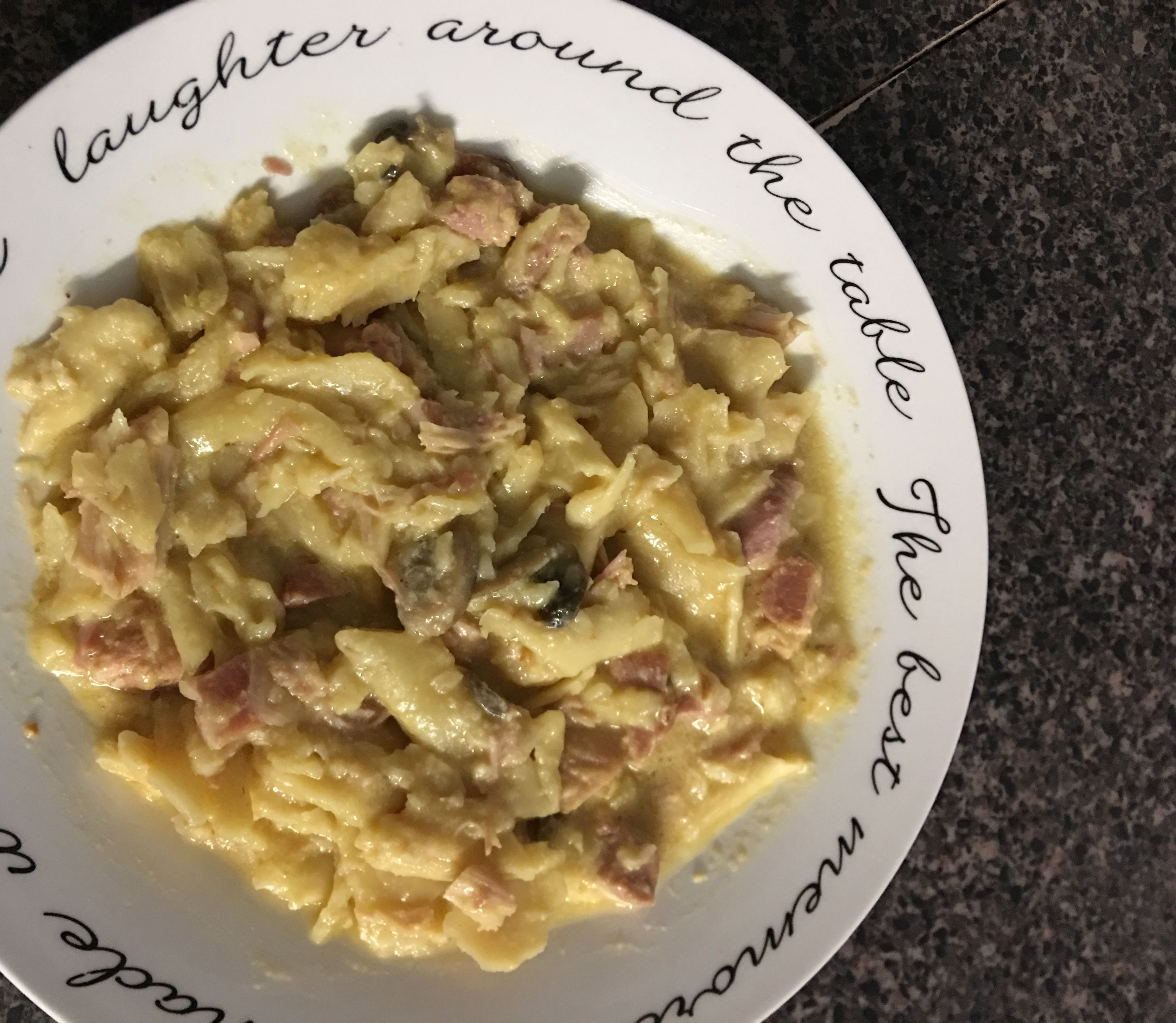 Chicken and bacon carbonara. | bunch