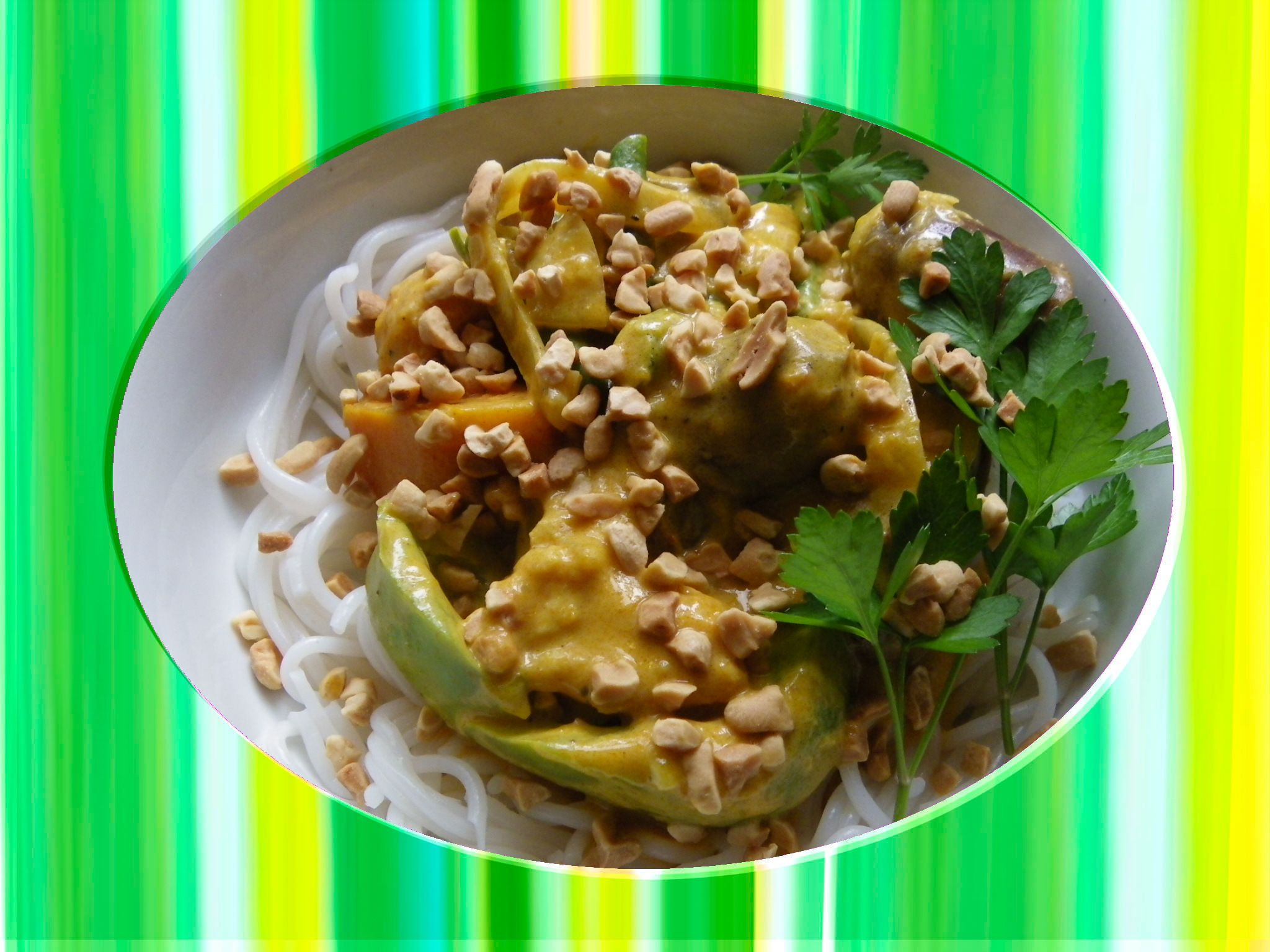 Pumpkin & Sausage Satay with Rice Noodles | bunch
