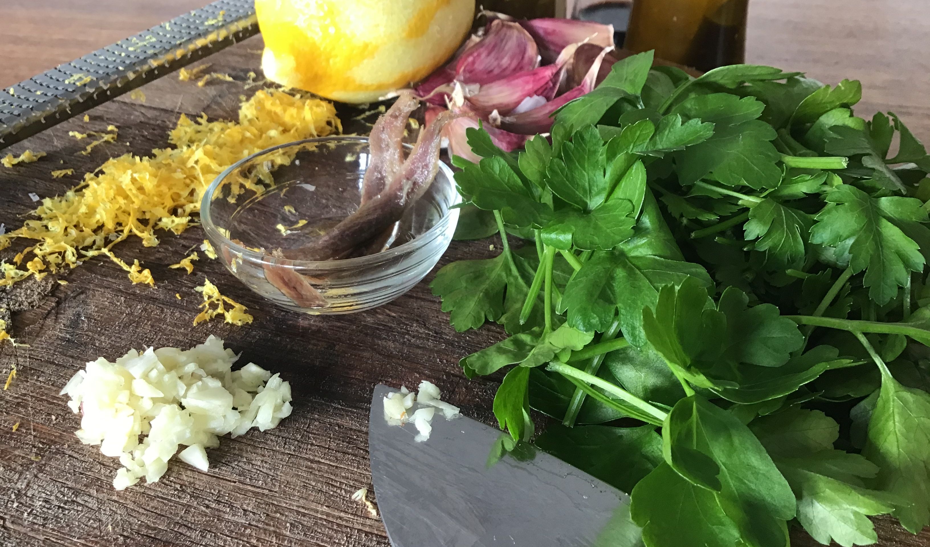 Season and garnish with parsley | bunch