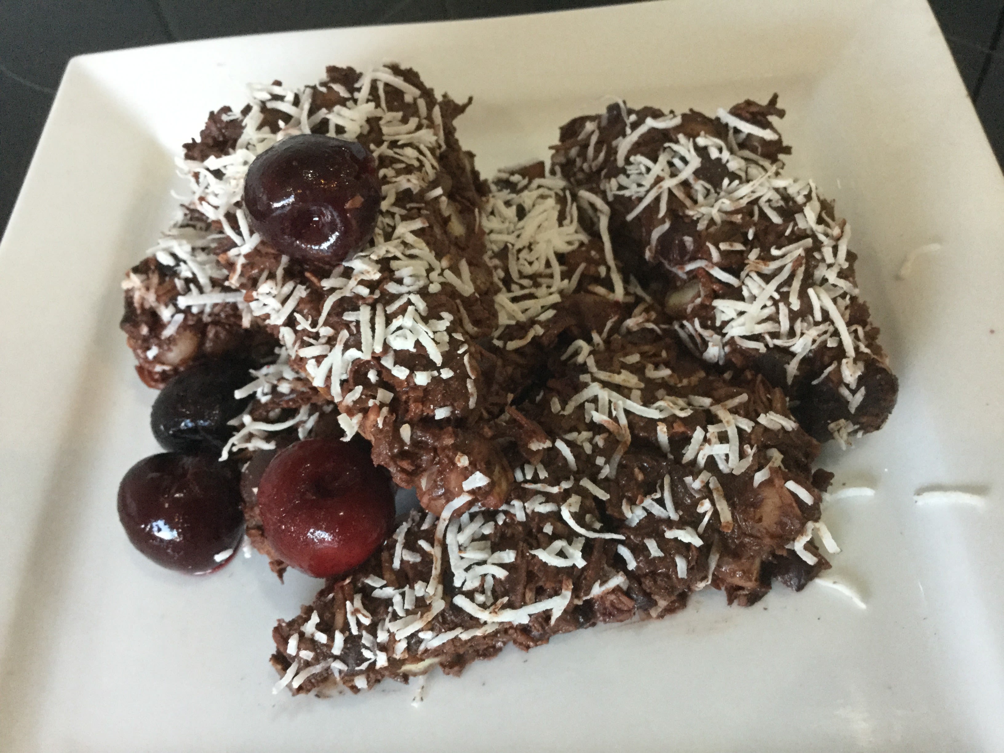 Cherry Chocolate Coconut Macadamia Slice | bunch