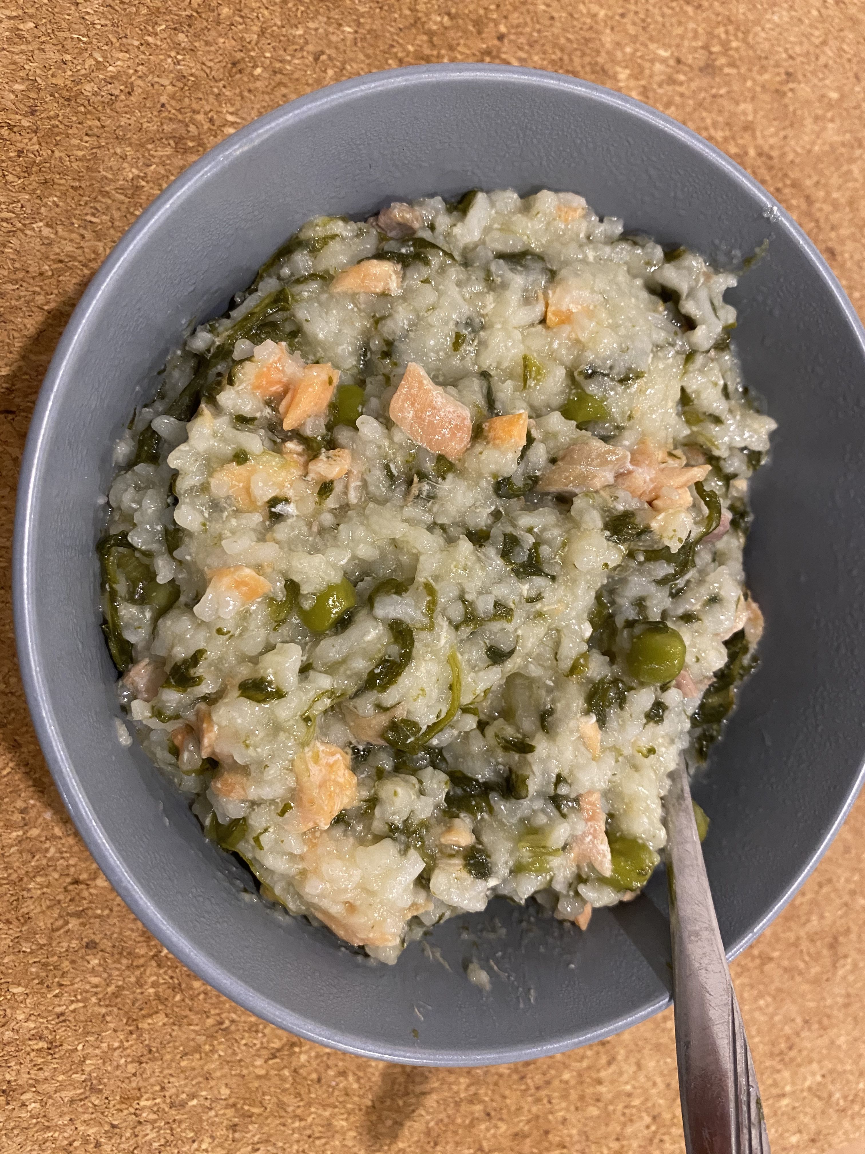 Salmon spinach congee ( rice cooker) | bunch