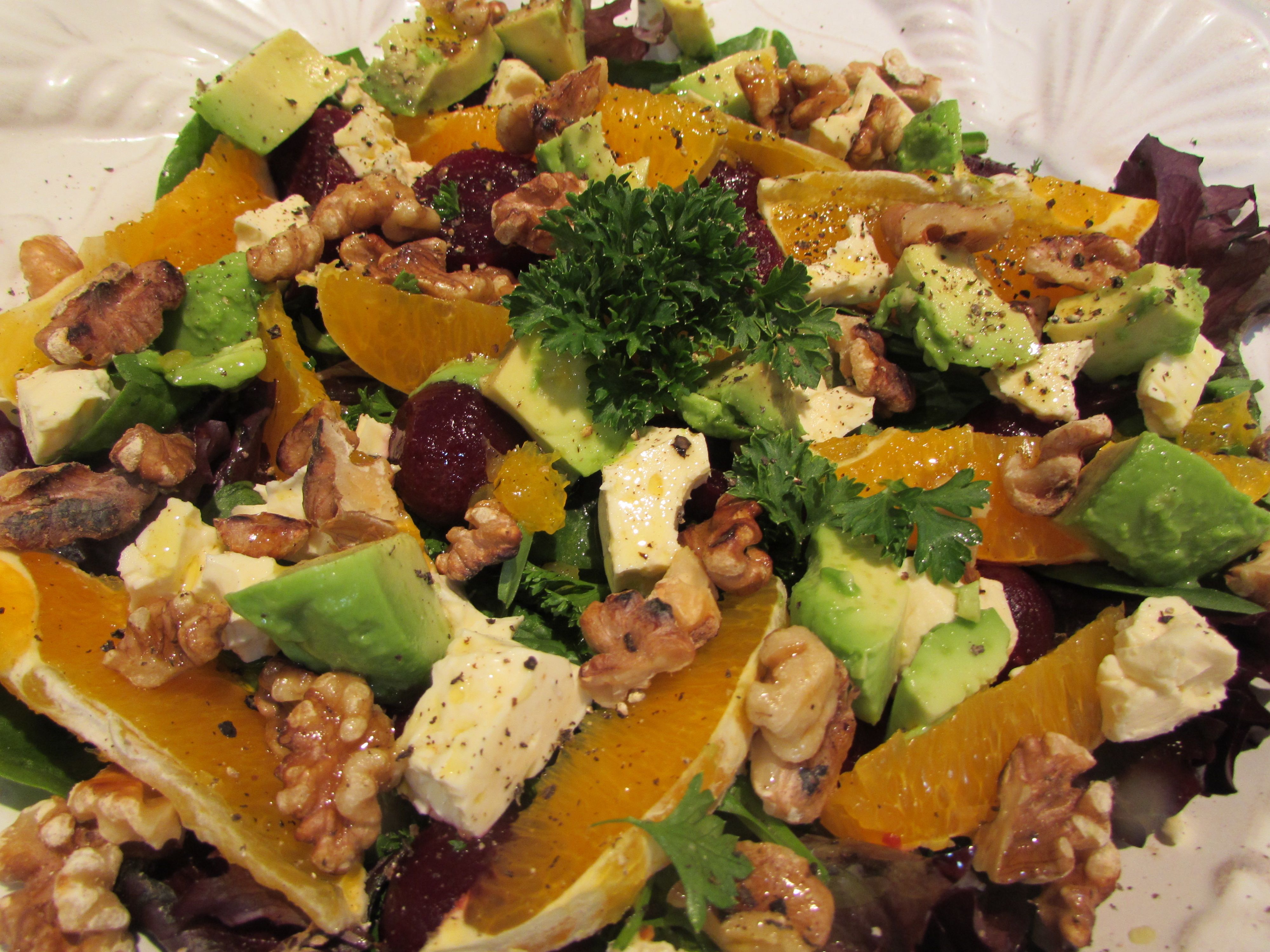 Orange, Beetroot, Feta & Walnut Salad w Greens | bunch