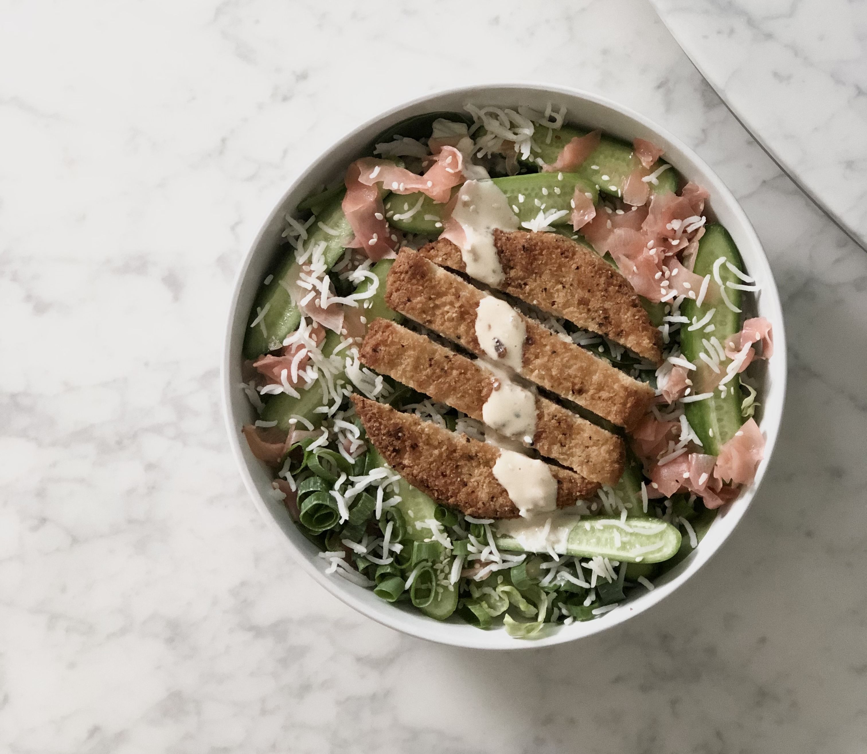 Chicken Schnitzel, Rice Salad & Japanese Dressing | bunch