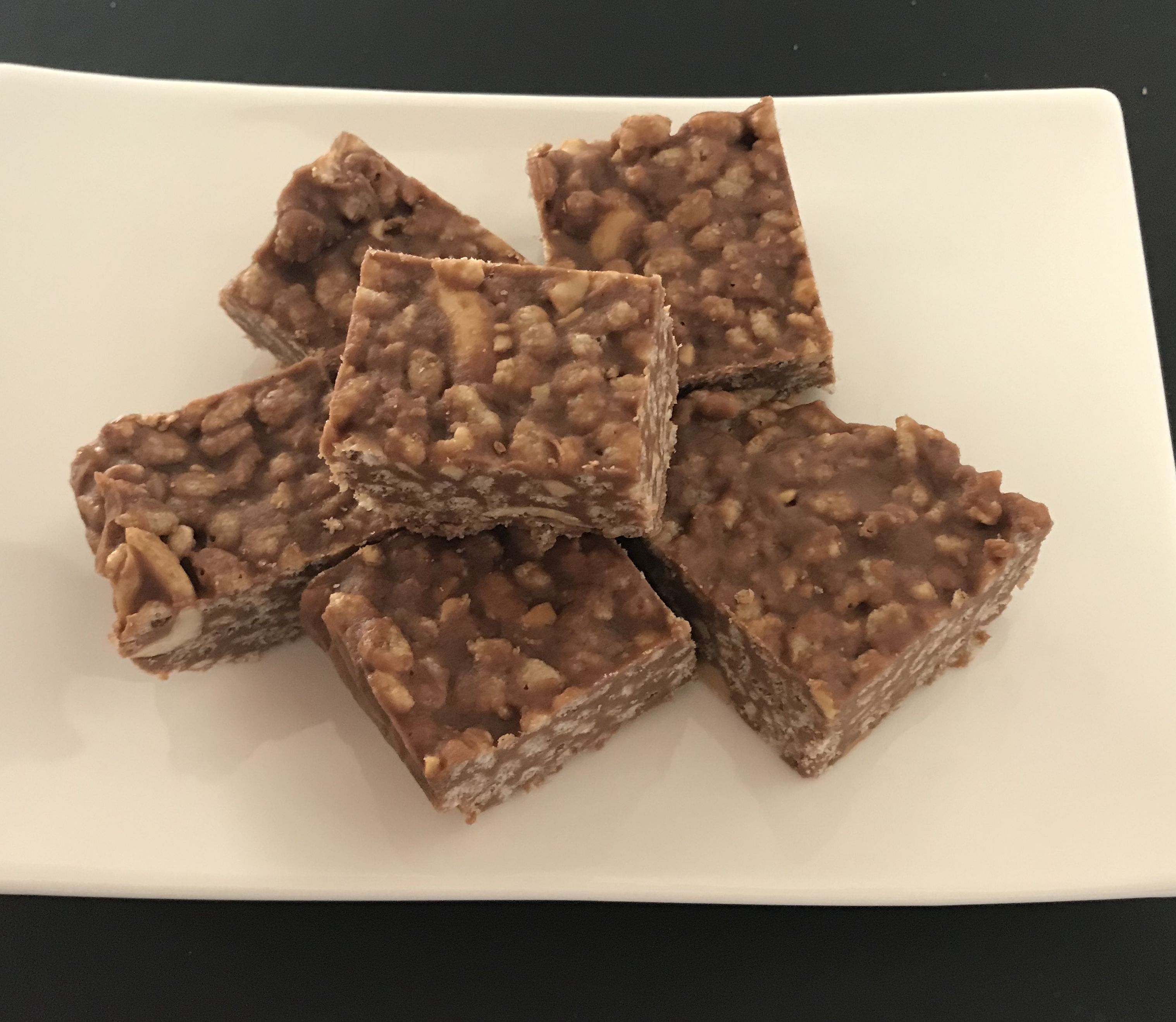 Chocolate and peanut butter rice pop squares | bunch