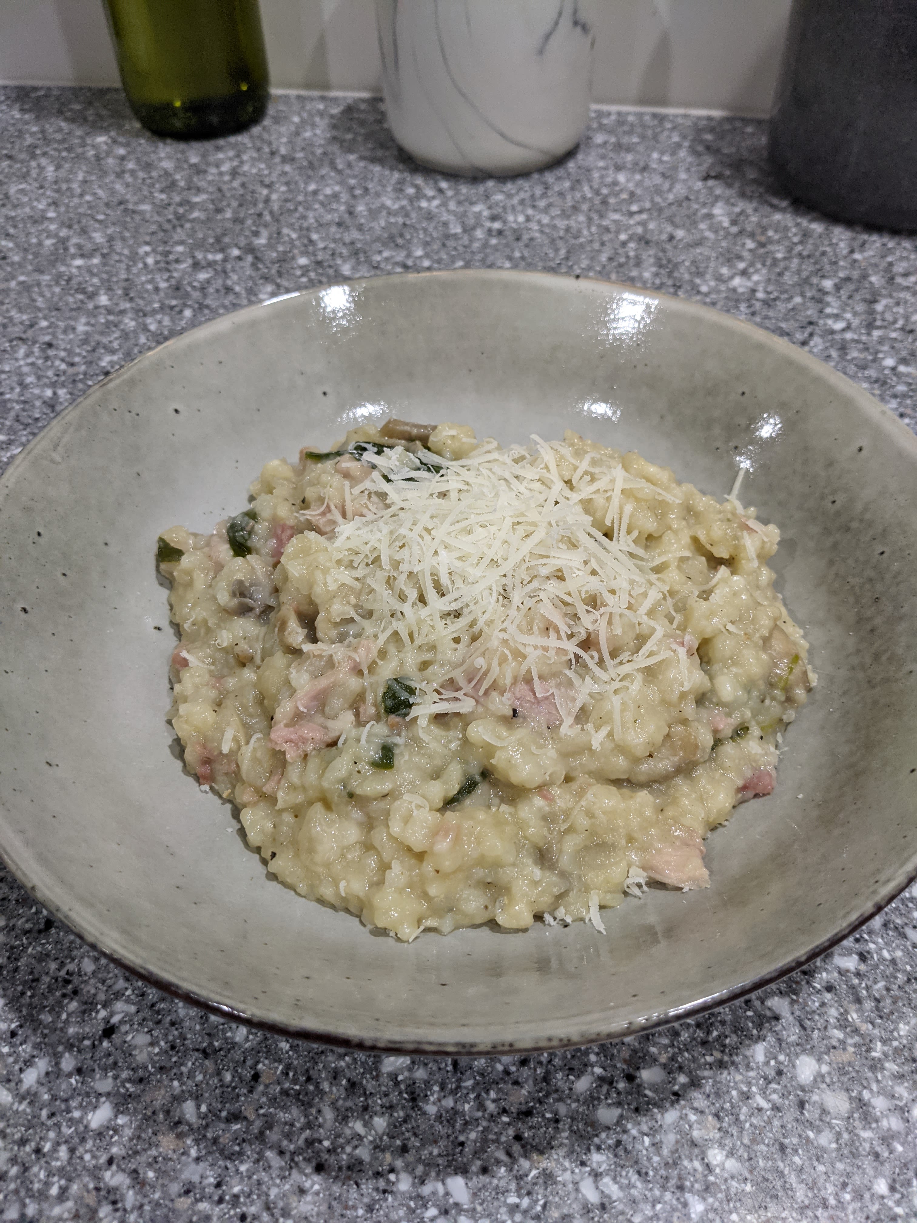 Chicken, bacon, mushroom and spinach risotto | bunch
