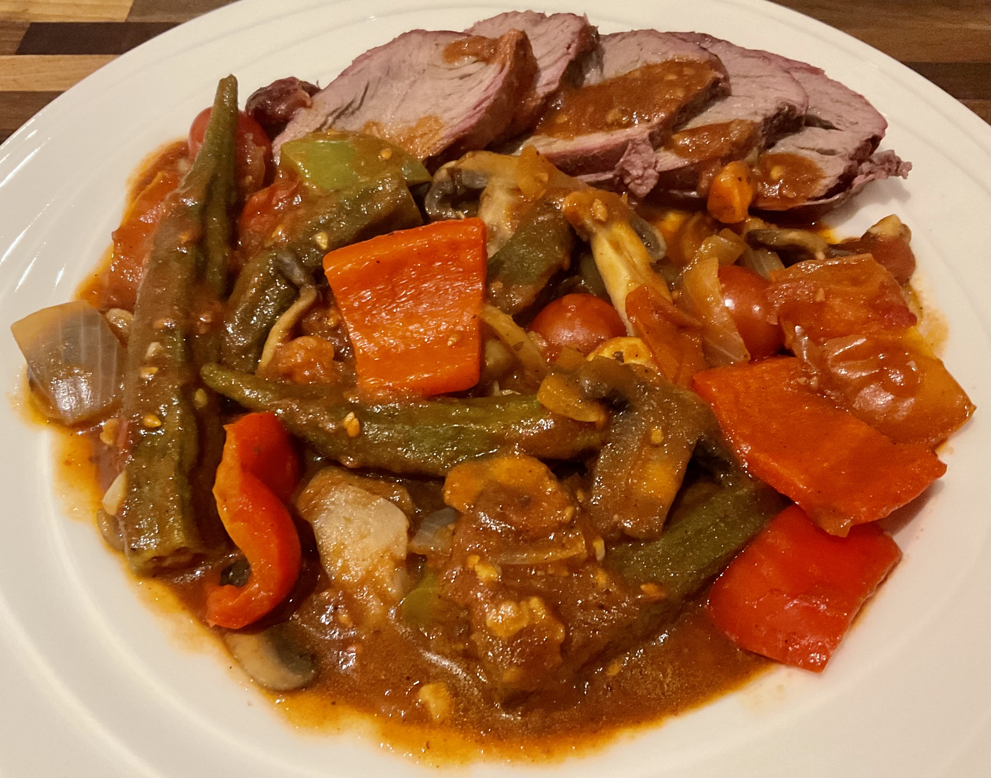 Braised vegetables with Okra | bunch