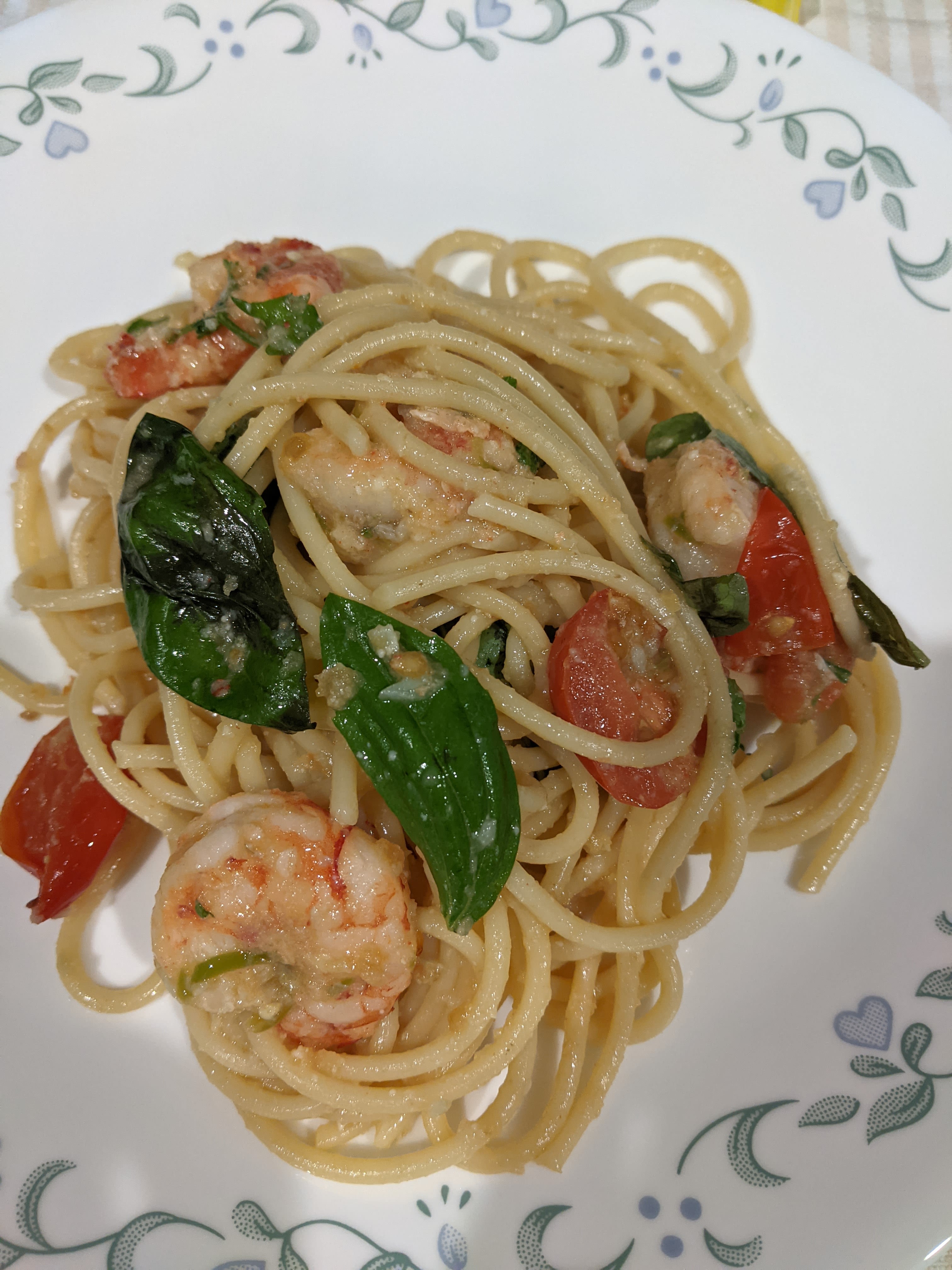 Chilli & garlic prawn spaghetti with basil | bunch
