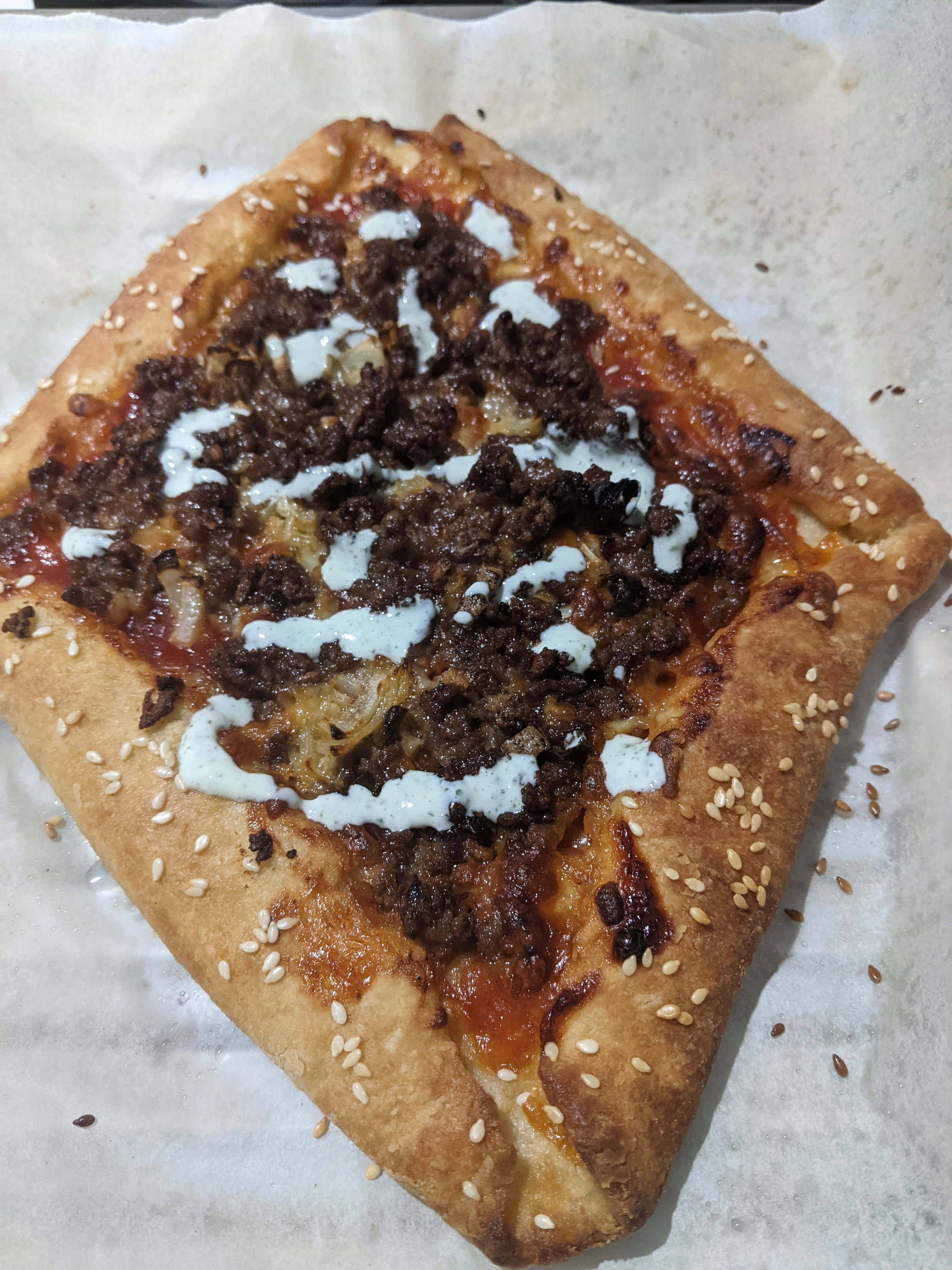 Lamb pide with mint yogurt dressing | bunch