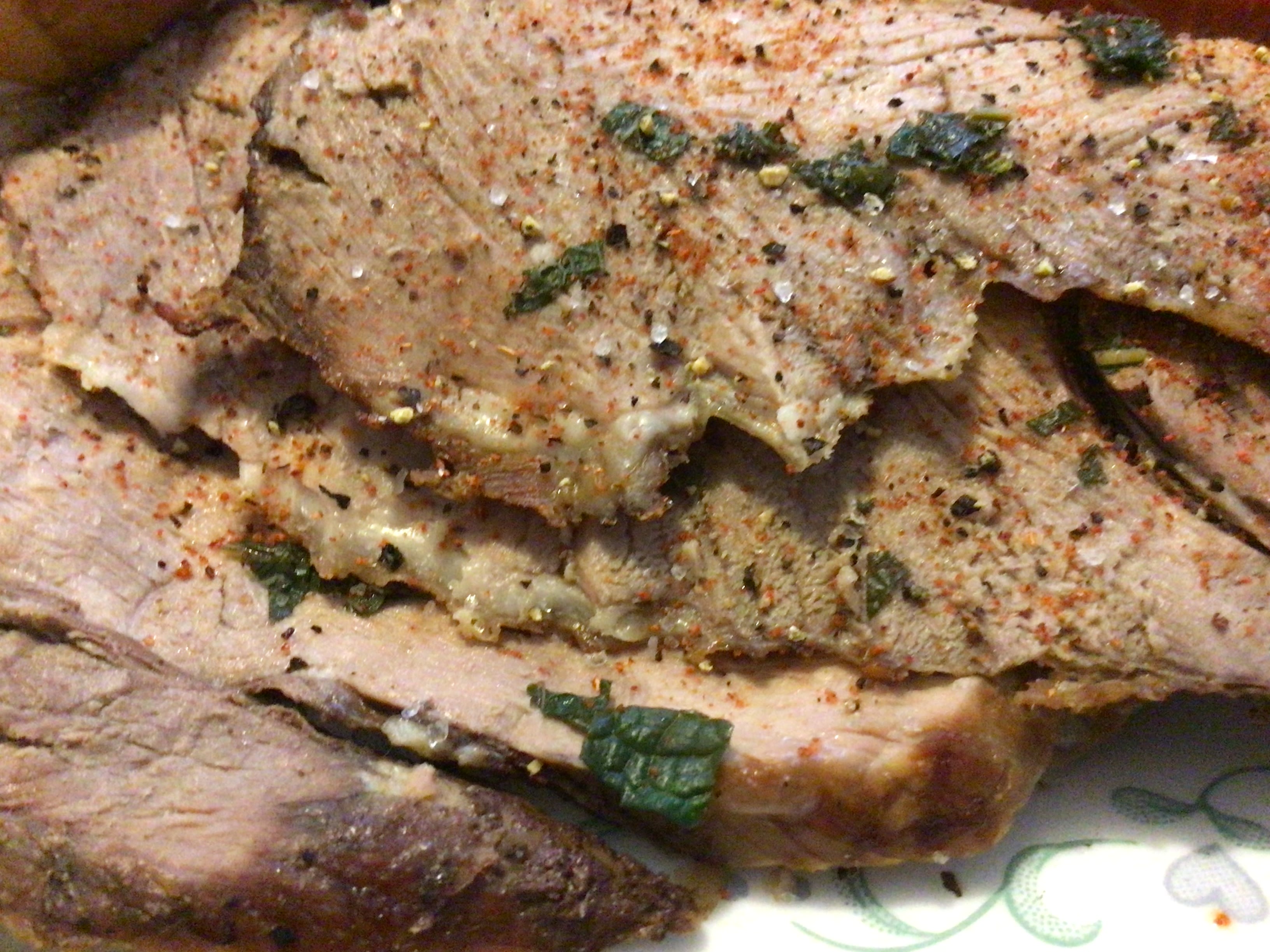 Lamb roast with mint sauce and vegetables. | bunch
