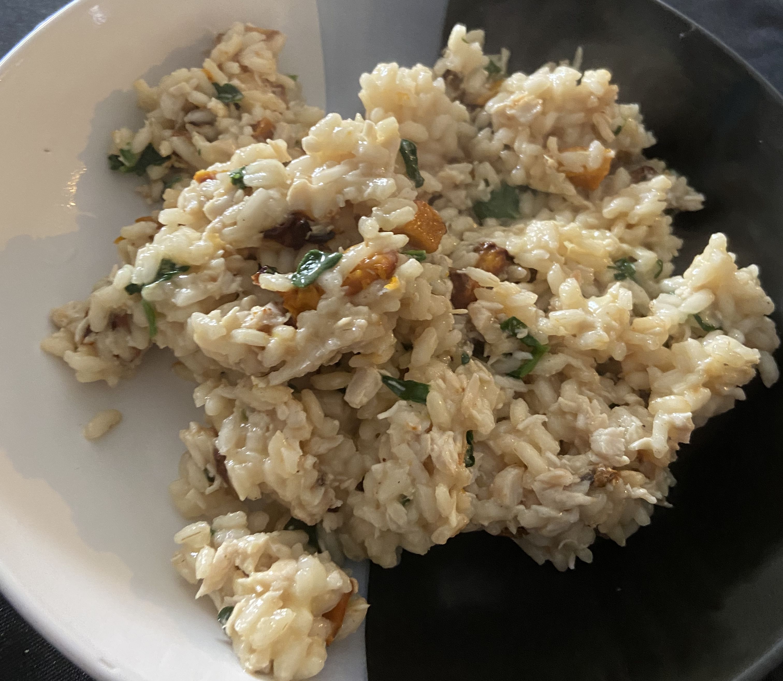 Pumpkin, spinach & chicken risotto | bunch