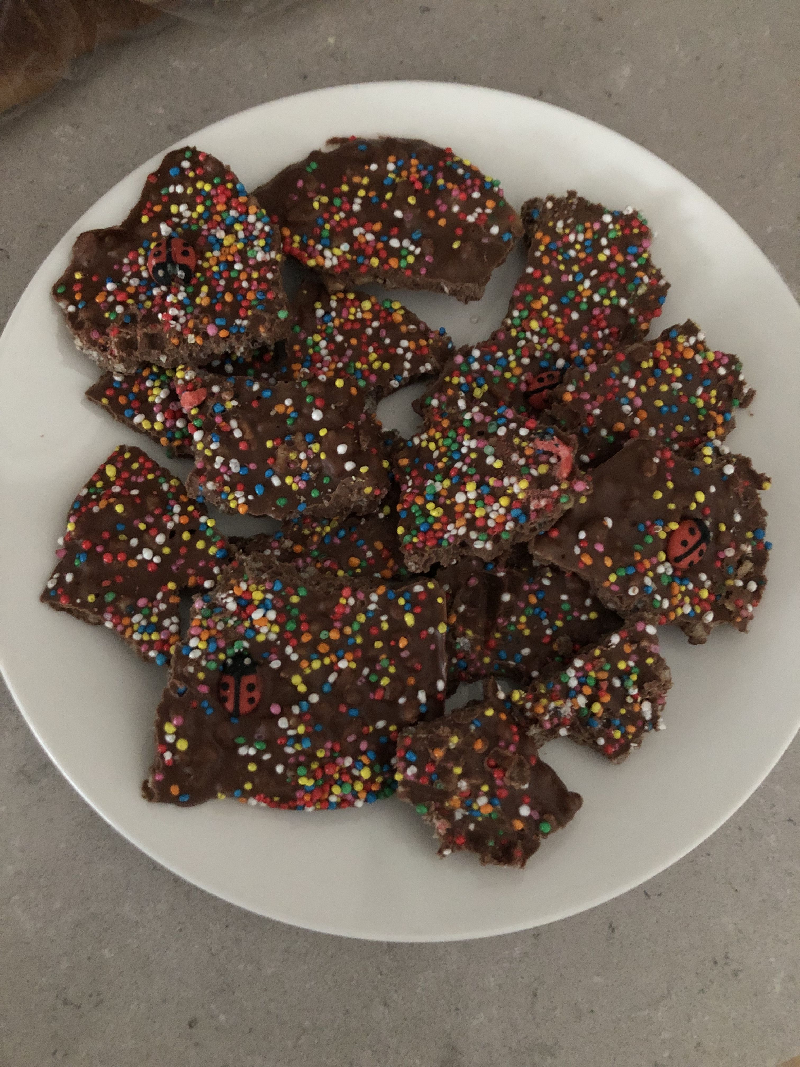 Rainbow Chocolate Bark with Rice Bubbles | bunch