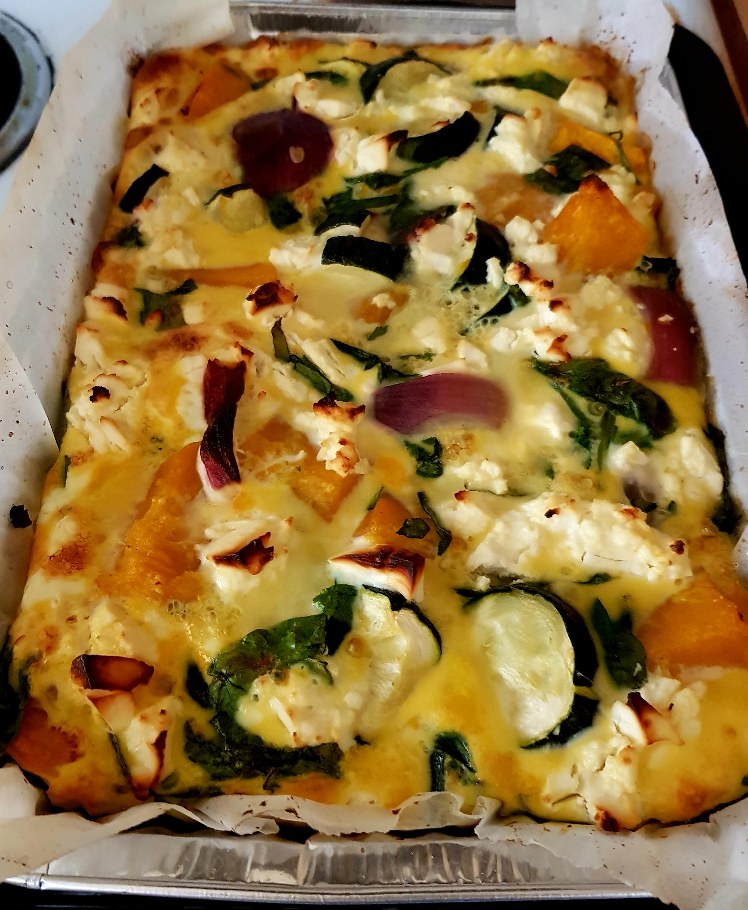 Pumpkin, spinach and feta slice | bunch