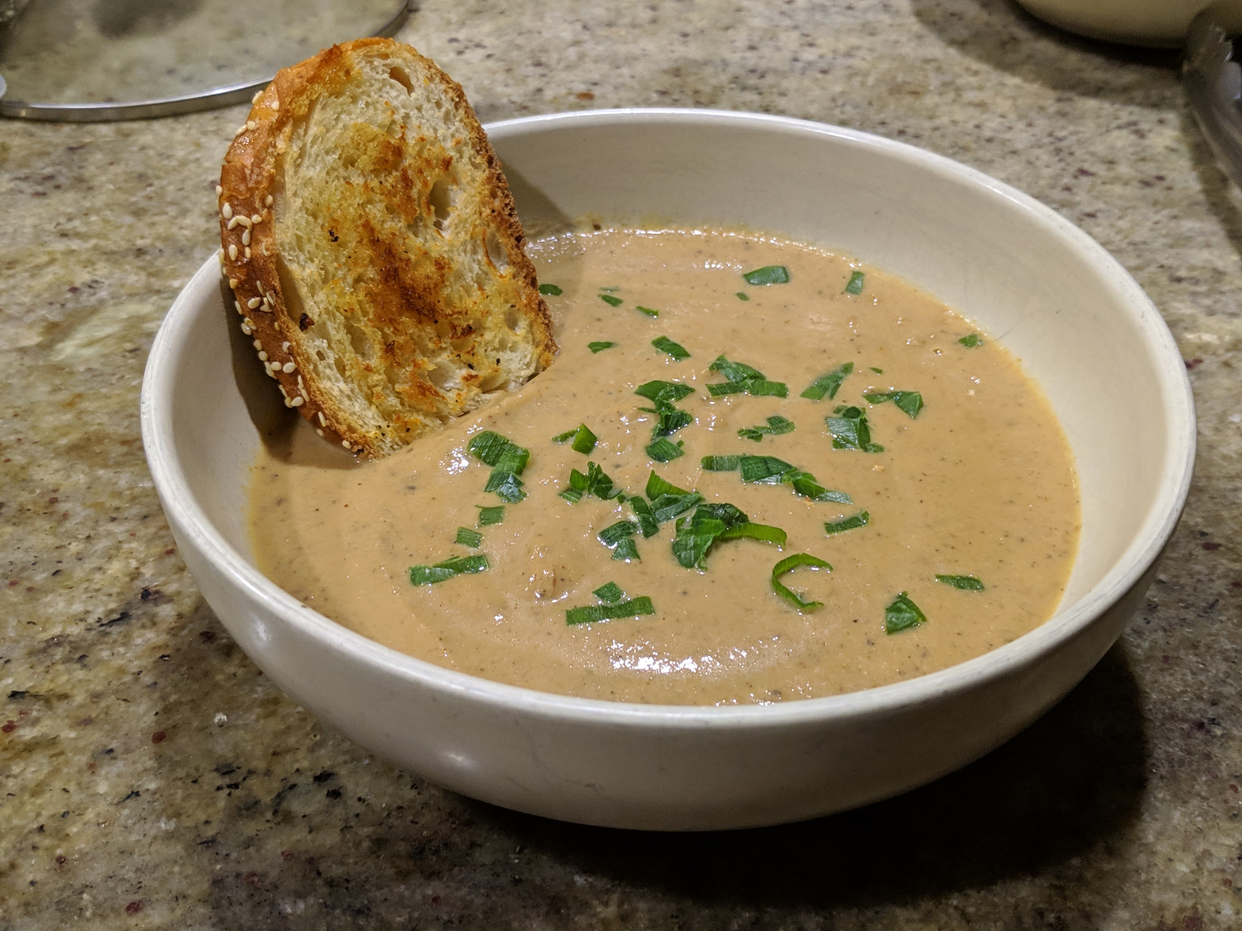 Roasted Cauliflower Soup With Crusty Bread | bunch