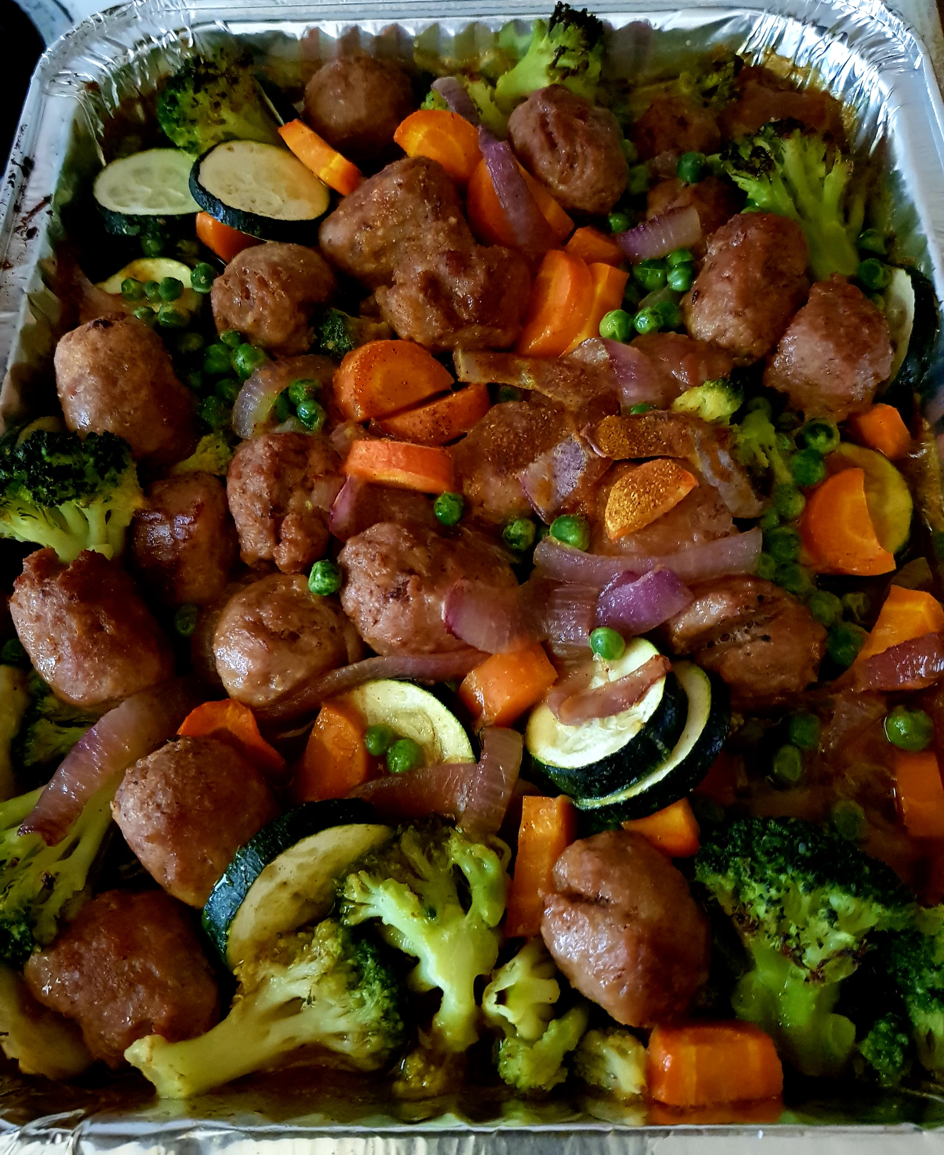 Curried sausage and vegetable tray bake | bunch